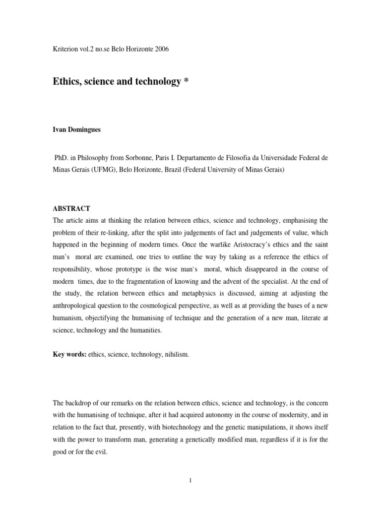 2006 Ethics Science and Technology | Download Free PDF | Science ...