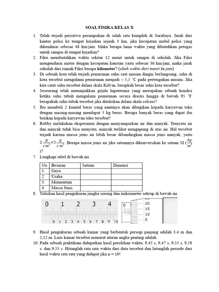 Soal AAS Fisika Kelas X | PDF