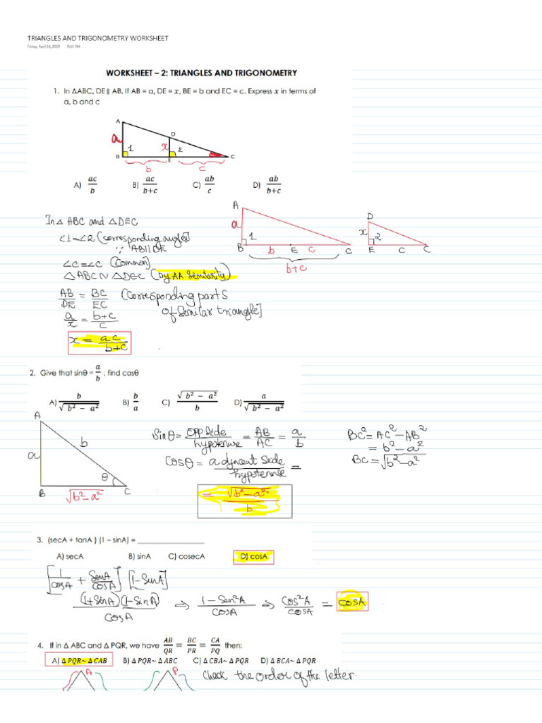 Triangles and Trigonometry Assignment Solution Gis | PDF