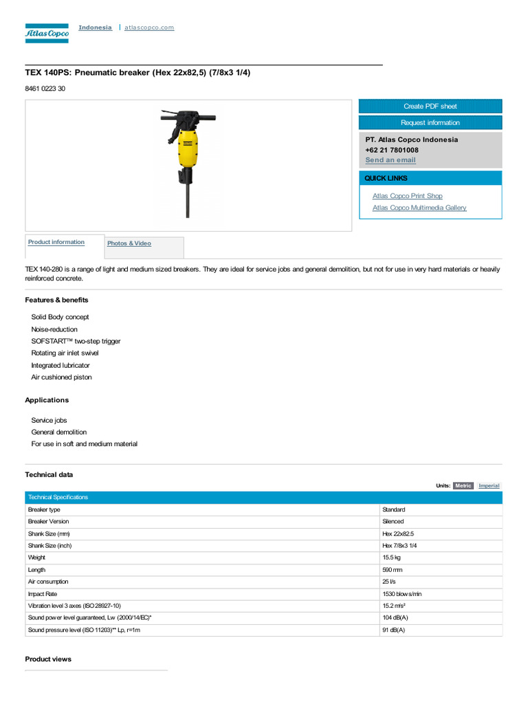 Atlas Copco Jack Hammer | PDF | Mechanical Engineering