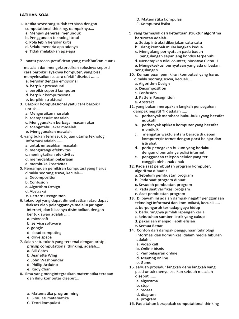 Latihan Soal Informatika | PDF
