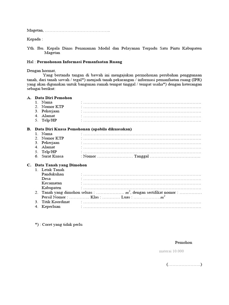Informasi Pemanfaatan Ruang (Ipr) | PDF