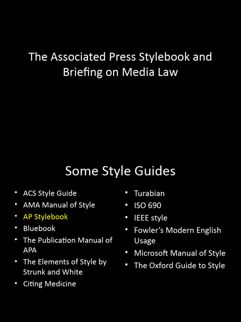 The Associated Press Stylebook and Briefing On Media Law | PDF ...