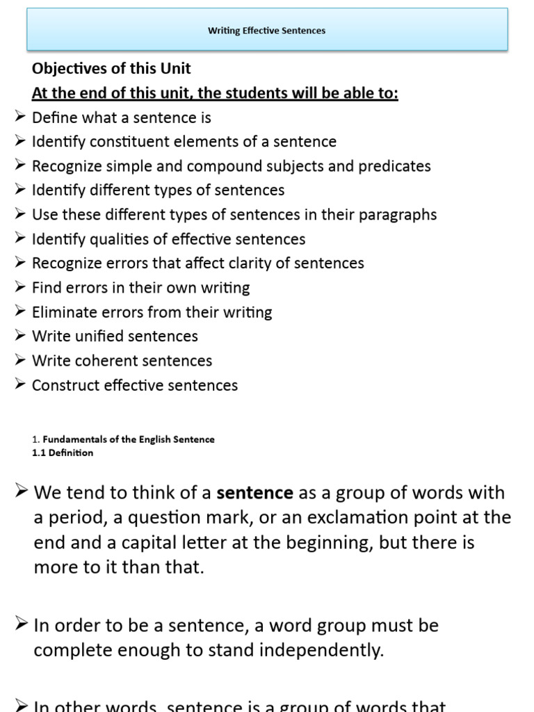 Writing Effective Sentences | Download Free PDF | Subject (Grammar) | Cognitive Science