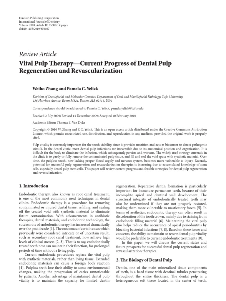Vital Pulp Therapy-Current Progress of Dental Pulp | PDF | Dentin ...
