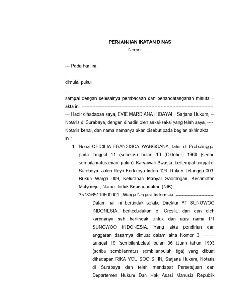 Perjanjian Ikatan Dinas Pdf