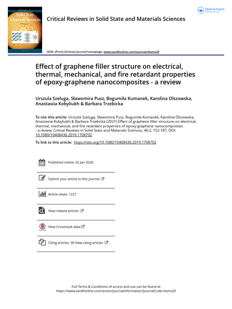 Effect of Graphene Filler Structure On Electrical Thermal Mechanical ... Effect of Graphene Filler Structure On Electrical Thermal Mechanical ...