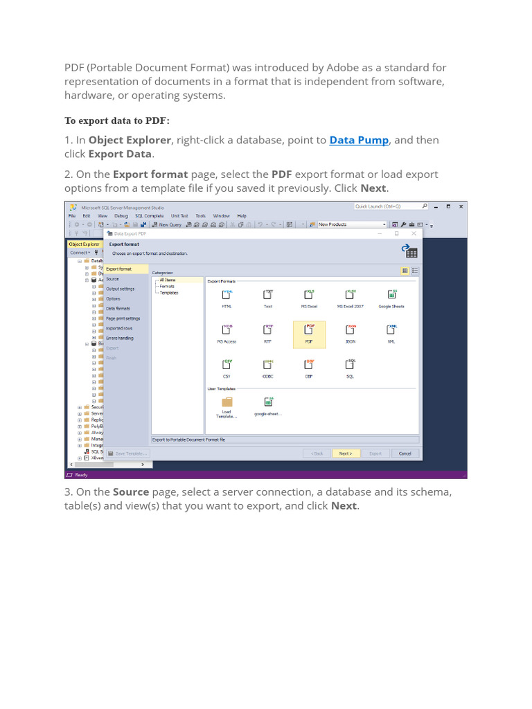 How To Export SQL Server Data To PDF | Download Free PDF | File Format | Computer File