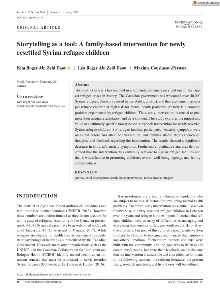 Abi Zeid Daou 2021 - Storytelling As A Tool A Family Based Intervention ...