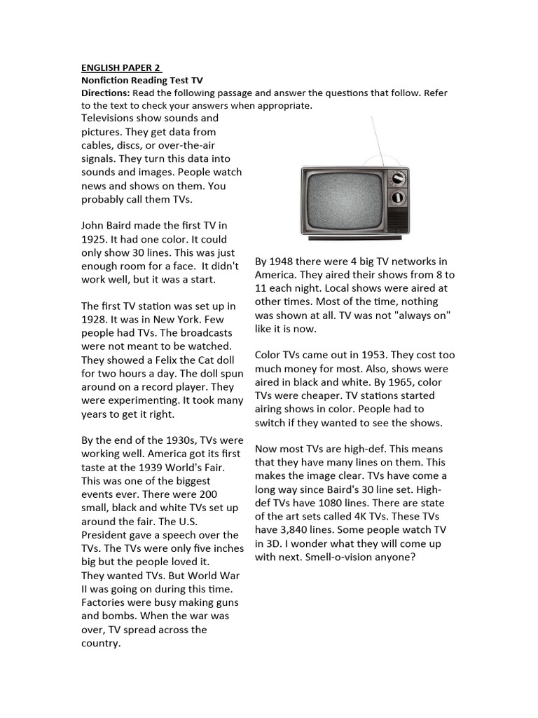 English Paper 2 | PDF | Television | Broadcasting