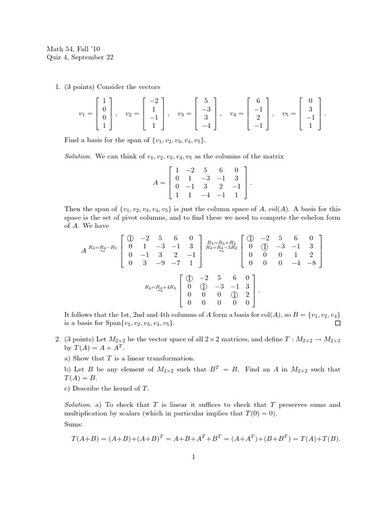 Linear Algebra Exam | PDF