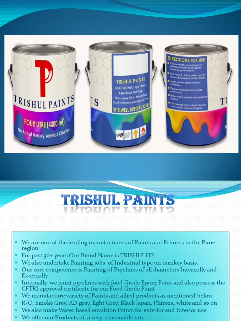Trishul Pints Company Profile & Price List | PDF | Paint | Plastic Arts
