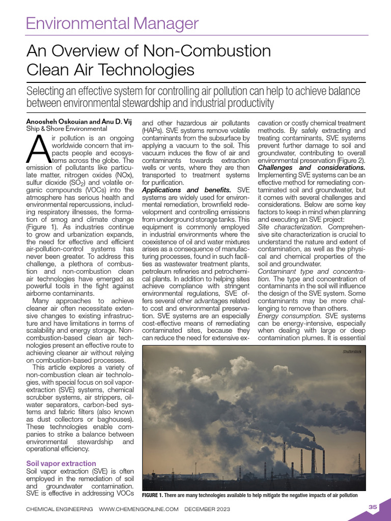 An Overview of Non-Combustion Clean Air Technologies | PDF | Air ...