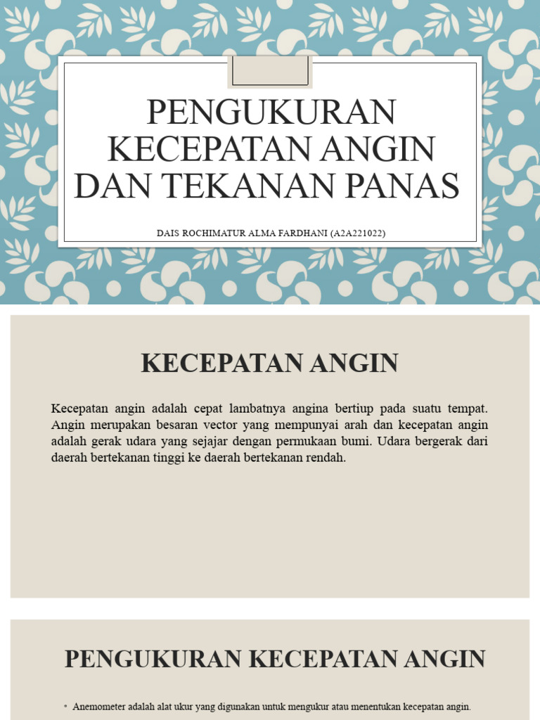 PENGUKURAN Kecepatan Angin Dan Tekanan Panas | PDF | Teknologi & Rekayasa