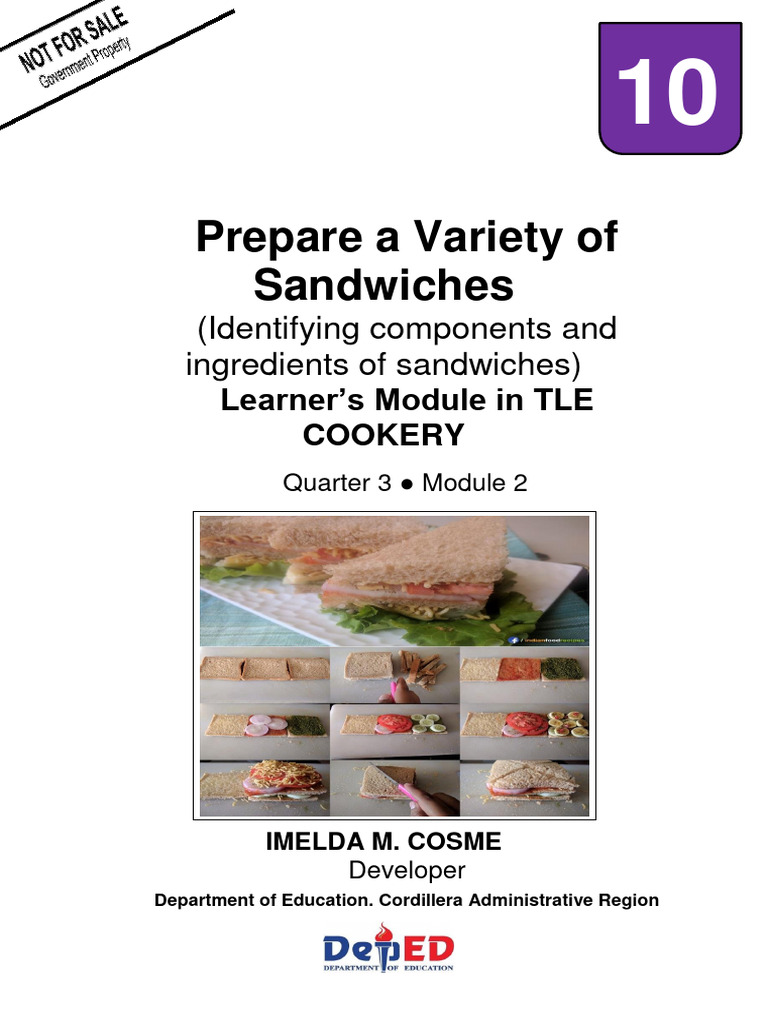 TLE9 - HE - Cookery - Q3 - M2-Prepare A Variety of Sandwiches - v3 ...