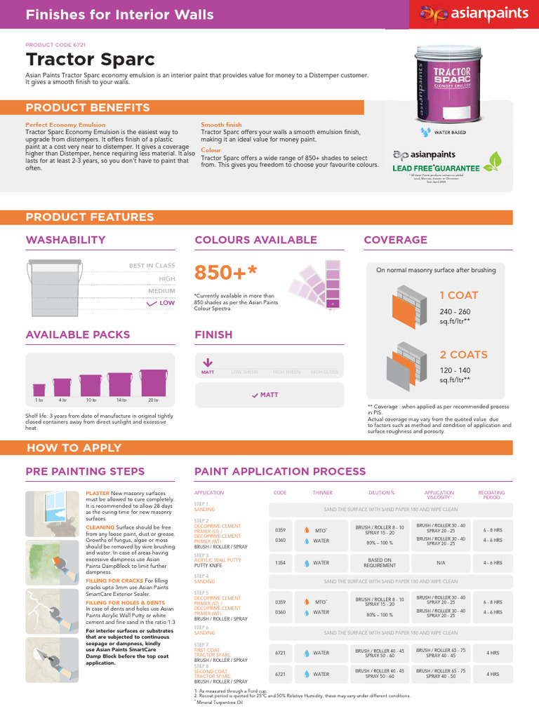 Asian Paints Tractor Sparc | Download Free PDF | Paint | Acrylic Paint