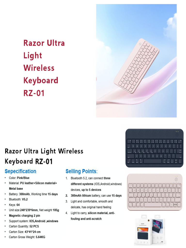 Razor Ultra Light Wireless Keyboard RZ-01 | PDF