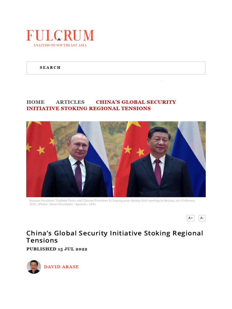China's Global Security Initiative Stoking Regional Tensions | PDF ...