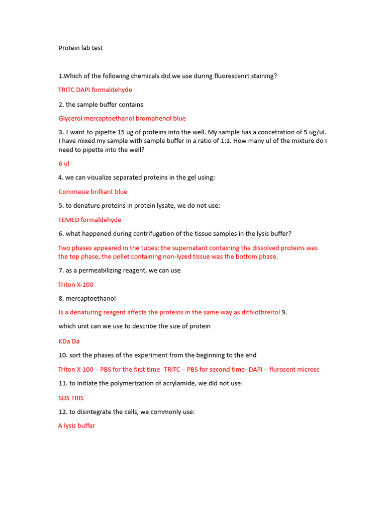 Protein Lab Test | PDF | Proteins | Chemistry