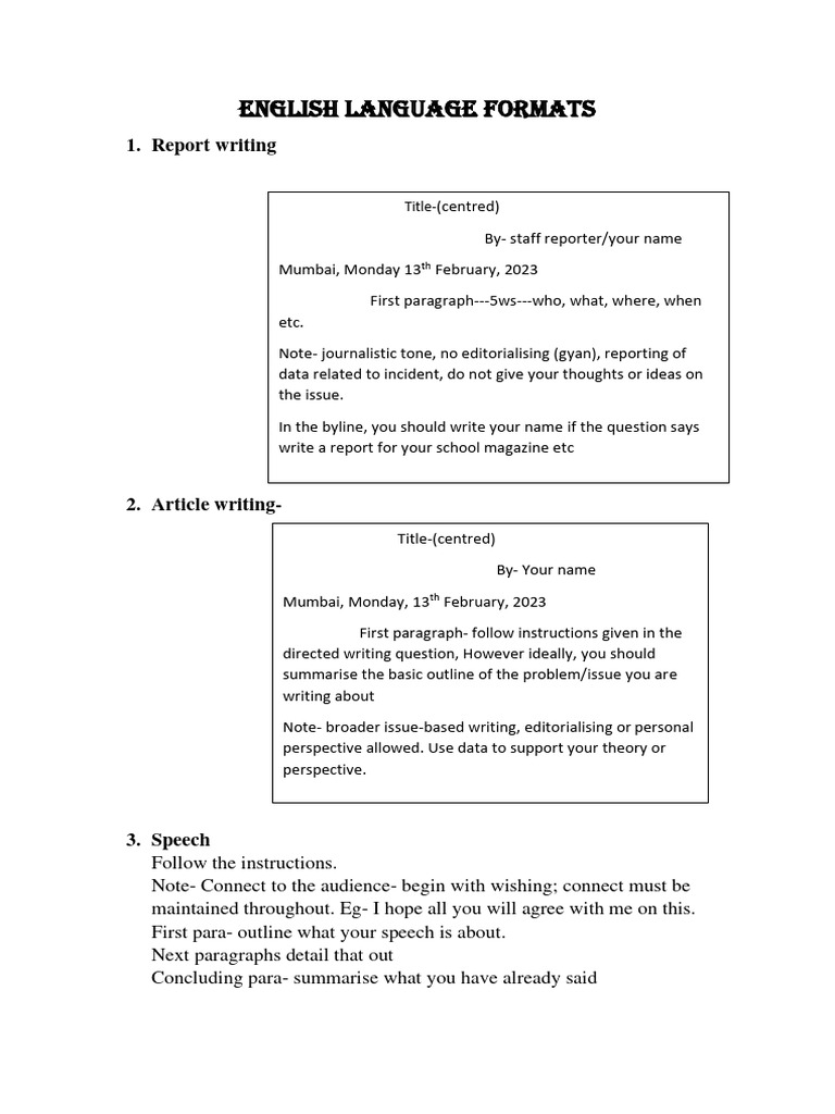 Formats Of Isc Language Pdf