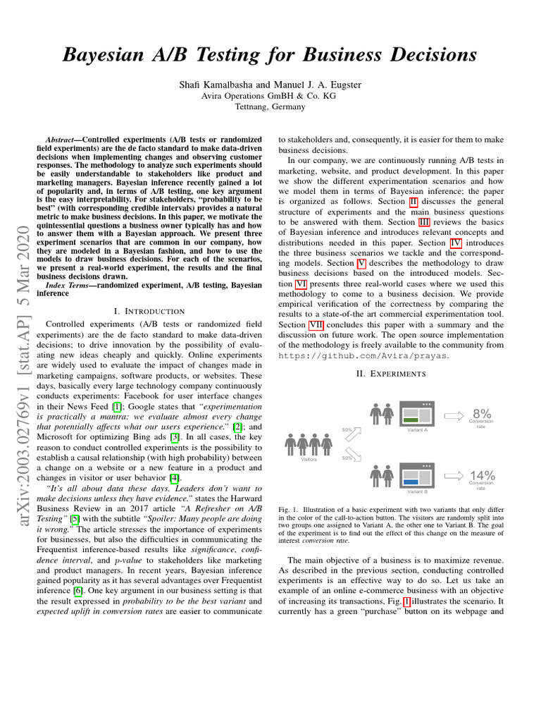 Bayesian Ab Testing For Business Decisions Pdf 