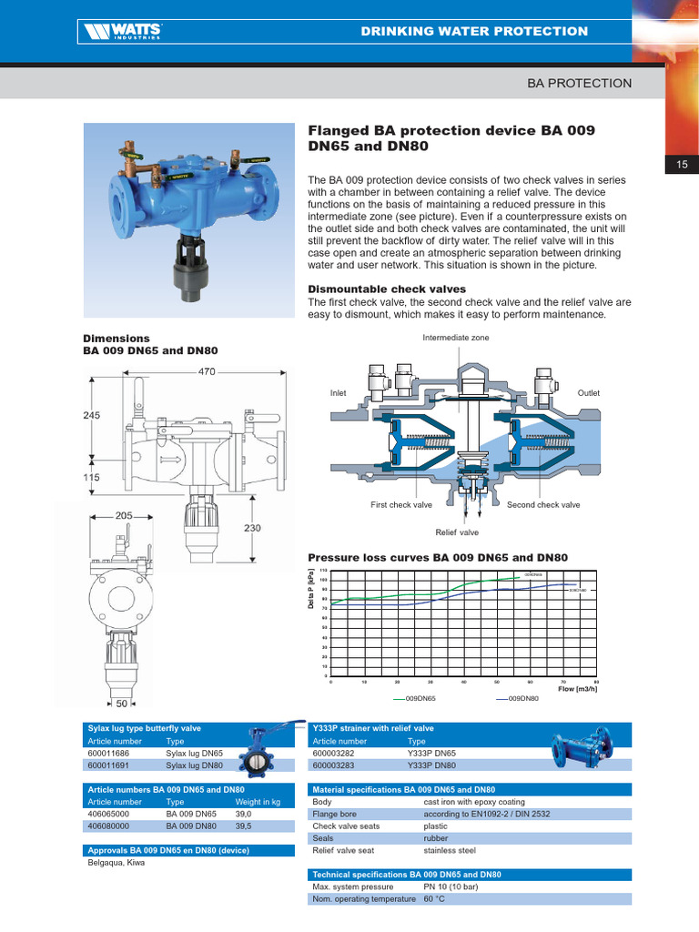 Flanged BA Protection Device BA 009 DN65 and DN80 | PDF | Valve | Materials