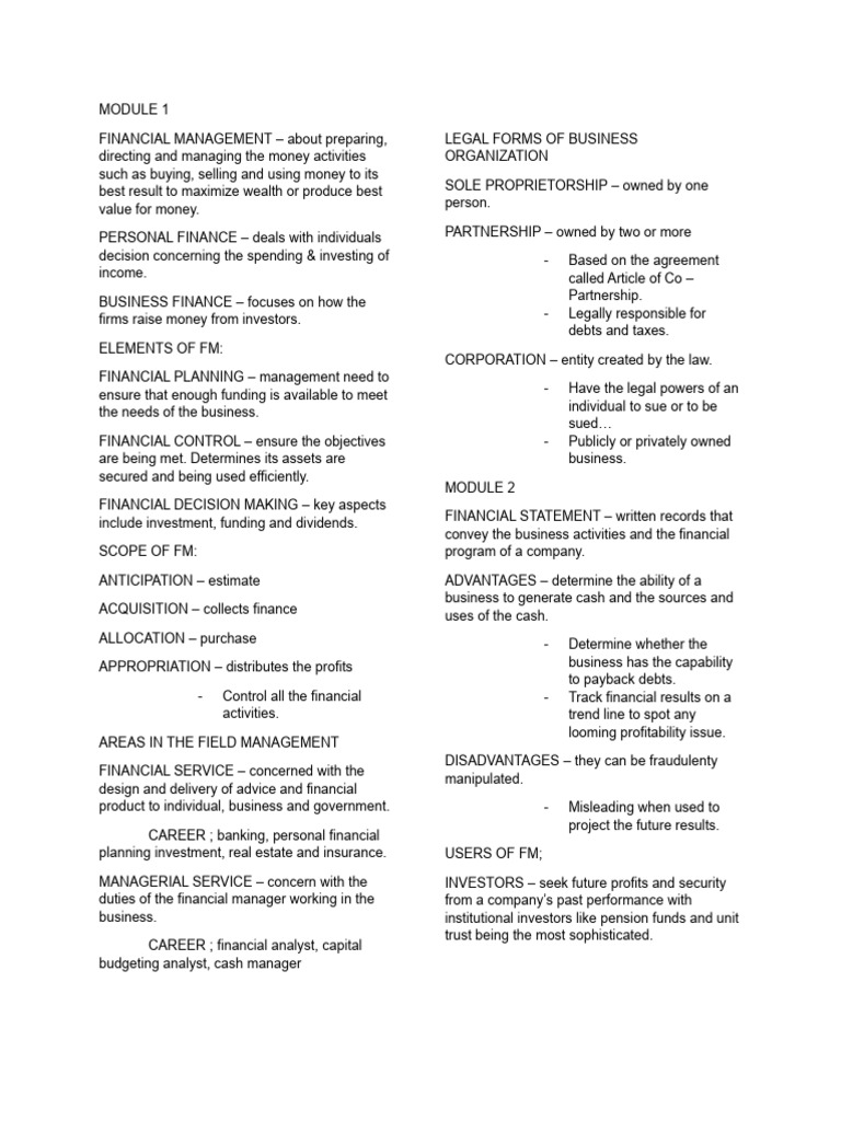 Financial Management - Module 1 - 3 | Download Free PDF | Stocks ...