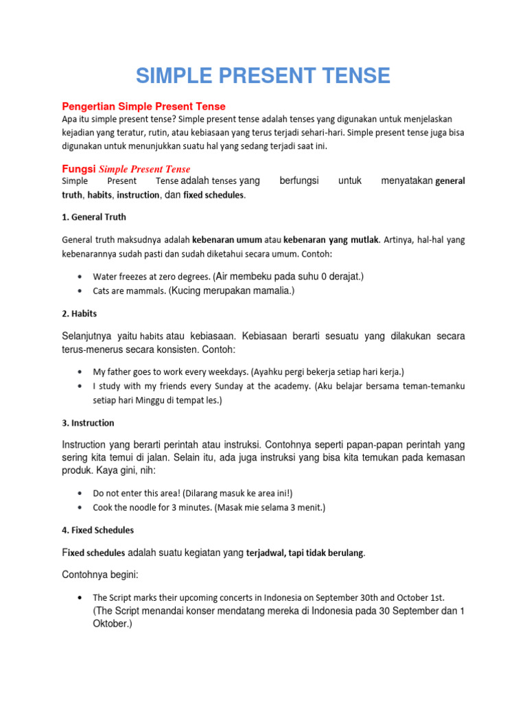 Simple Present Tense Kelas X | PDF