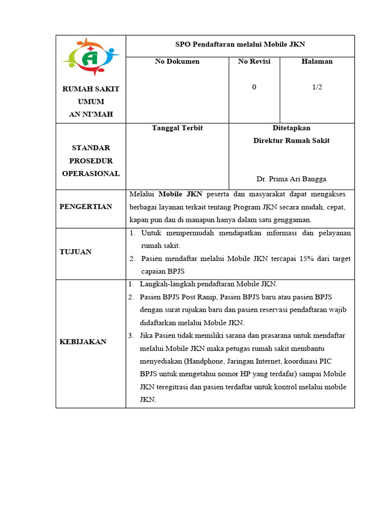 SPO Pendaftaran MJKN | PDF