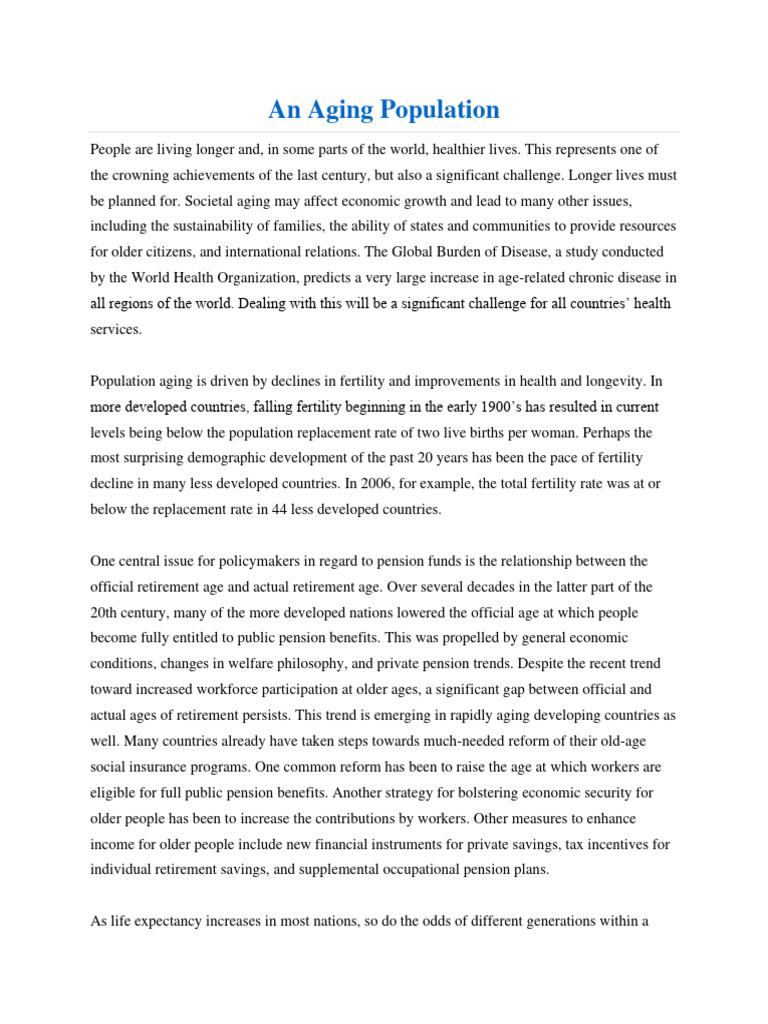 Reading Comprehension Practice - An Aging Population | PDF | Ageing ...