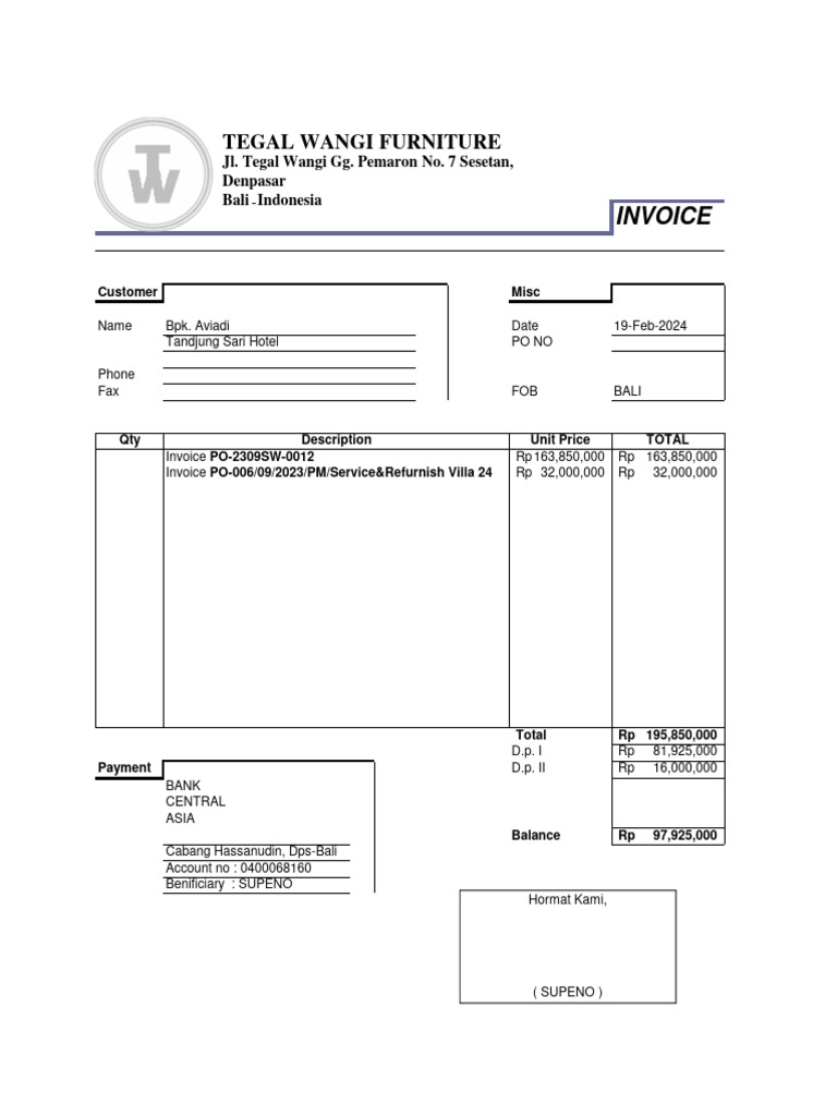 Invoice Villa 24 | PDF