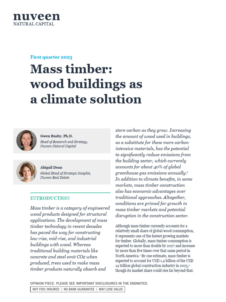 Mass Timber Wood Buildings As A Climate Solution | PDF | Life Cycle ...