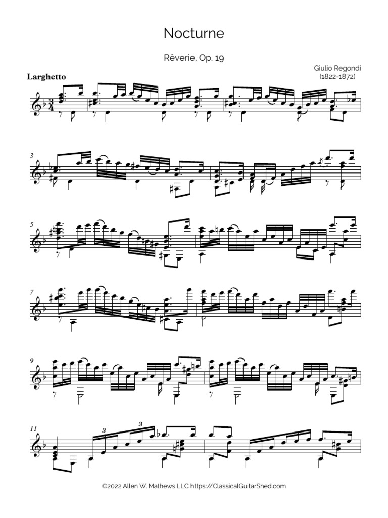 Regondi - Nocturne Op19 - ClassicalGuitarShed | PDF