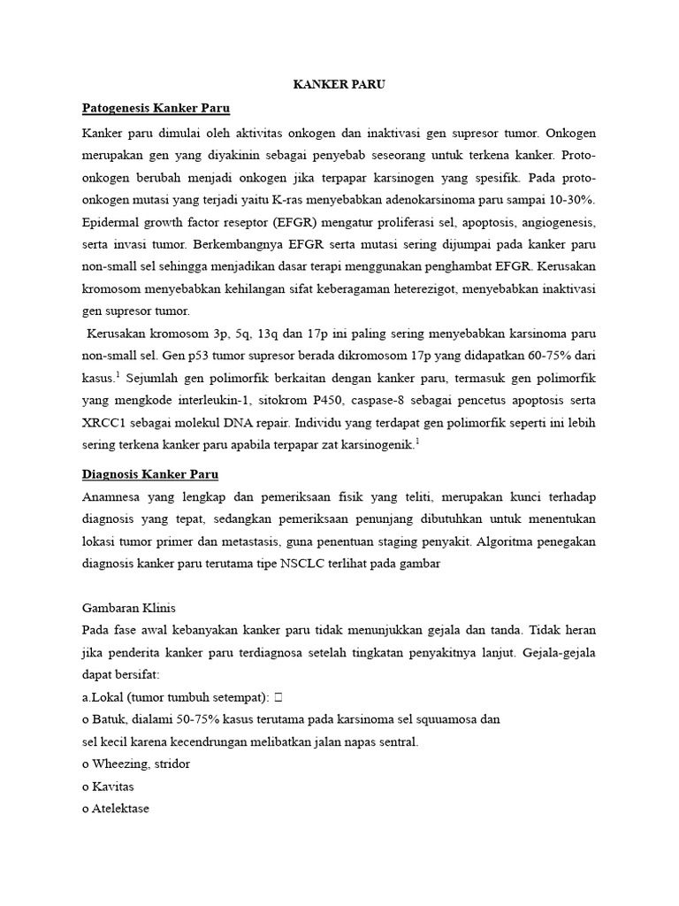 Patogenesis dan Diagnosis Kanker Paru | PDF | Kesehatan Holistik ...
