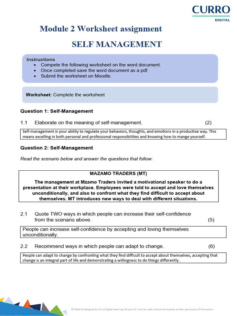 M2 Worksheet Assignment | PDF | Cognition | Behavior Modification