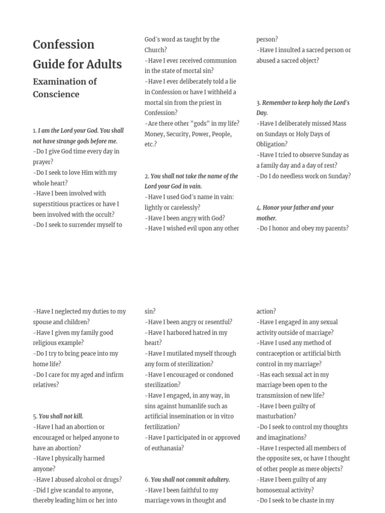 Confession Guide | PDF | Confession (Religion) | Penance