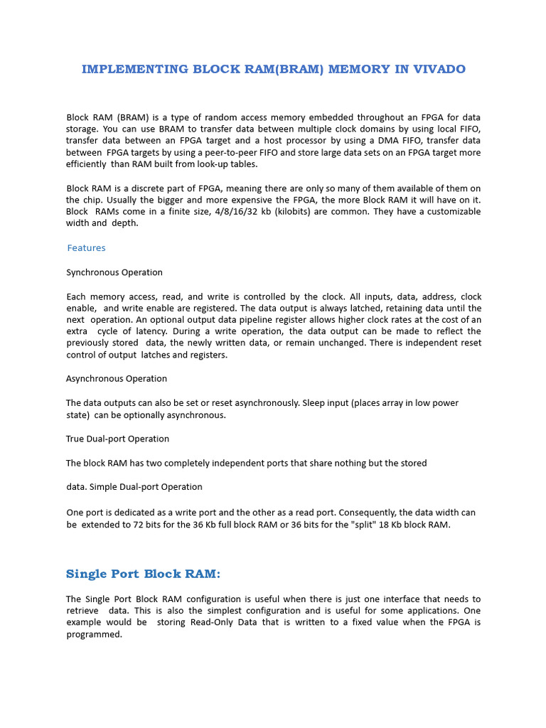 Block RAM | PDF | Random Access Memory | Field Programmable Gate Array