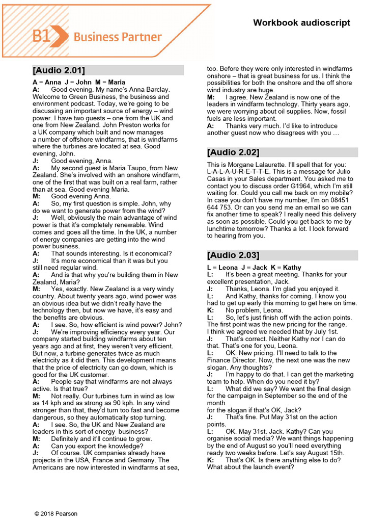 BP B1 WB Audioscript For MEL | PDF