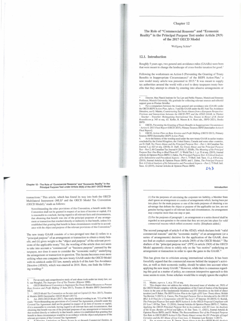 Principal Purpose Test in OECD Model Taxation | PDF | Tax Treaty | Taxes