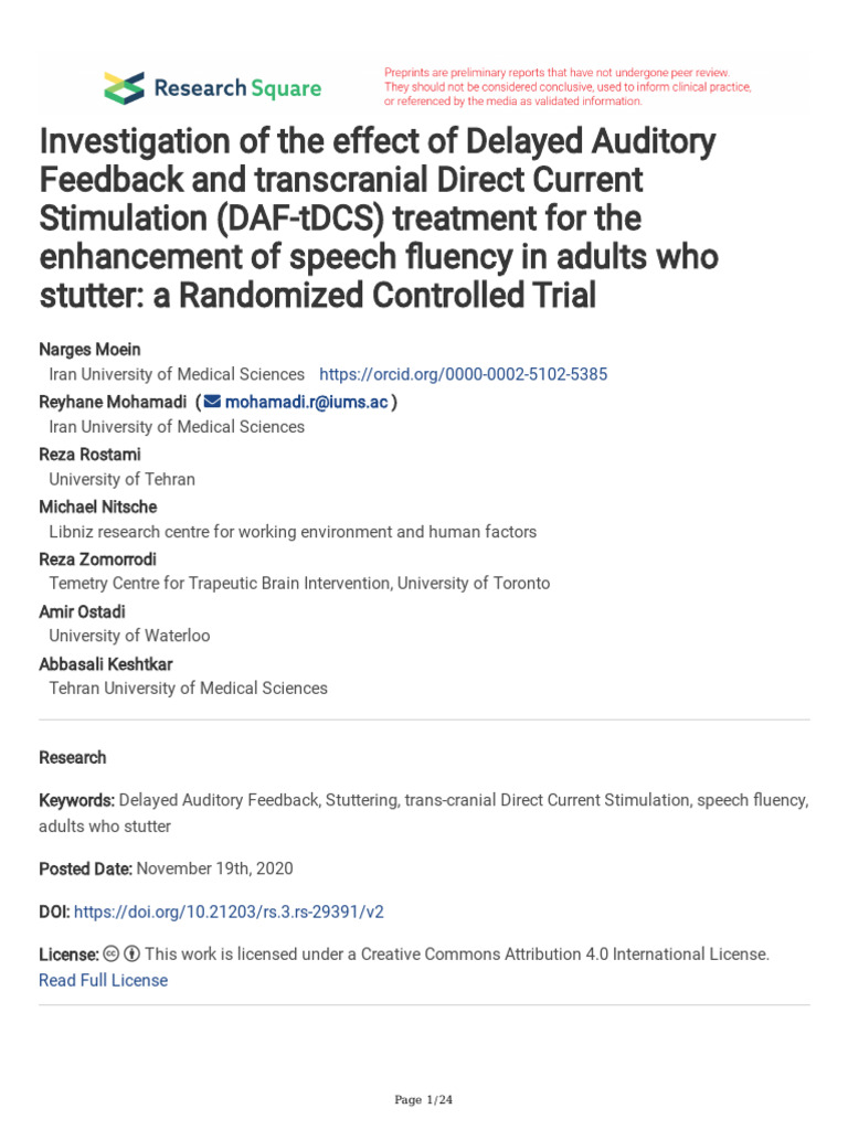 Mohammadi Tdcs | PDF | Stuttering | Aphasia