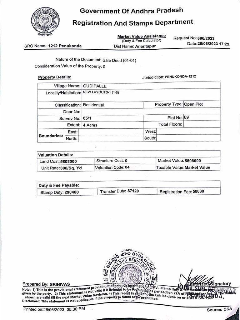 Land Value Certificate | PDF