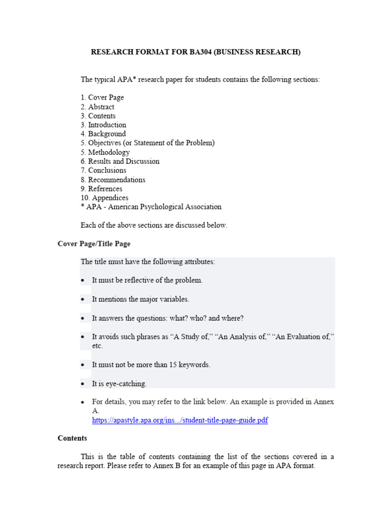 Business Research Paper Format Guide | PDF | Sampling (Statistics ...