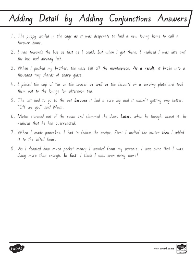 Adding Detail with Conjunctions | PDF