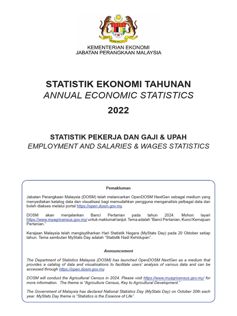 Annual Economic Statistics 2022, Employment and Salaries & Wages ...