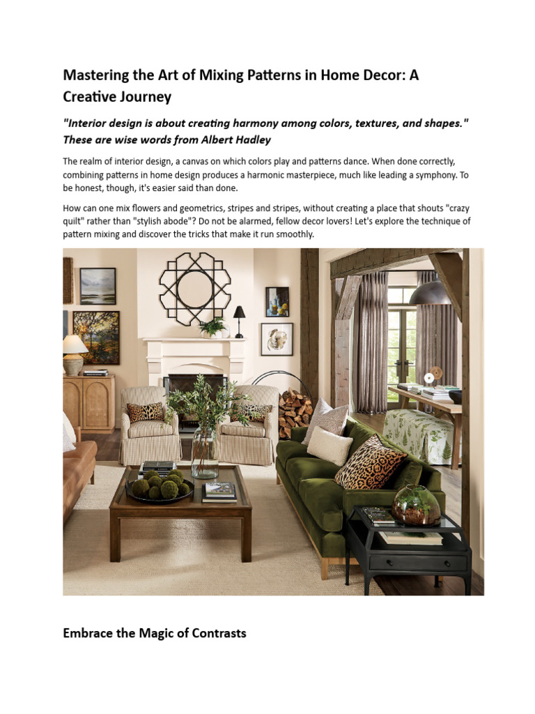 Mastering The Art of Mixing Patterns in Home Decor: A Creative Journey ...