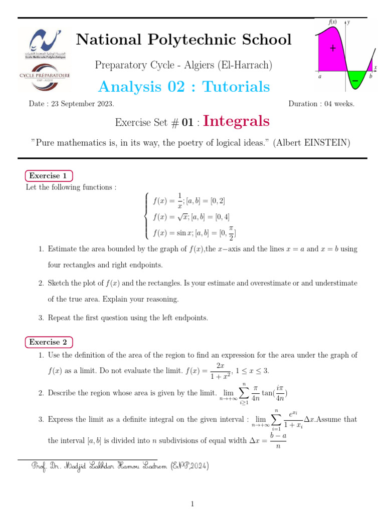 Analysis 2 Tut#01 New | PDF | Area | Integral