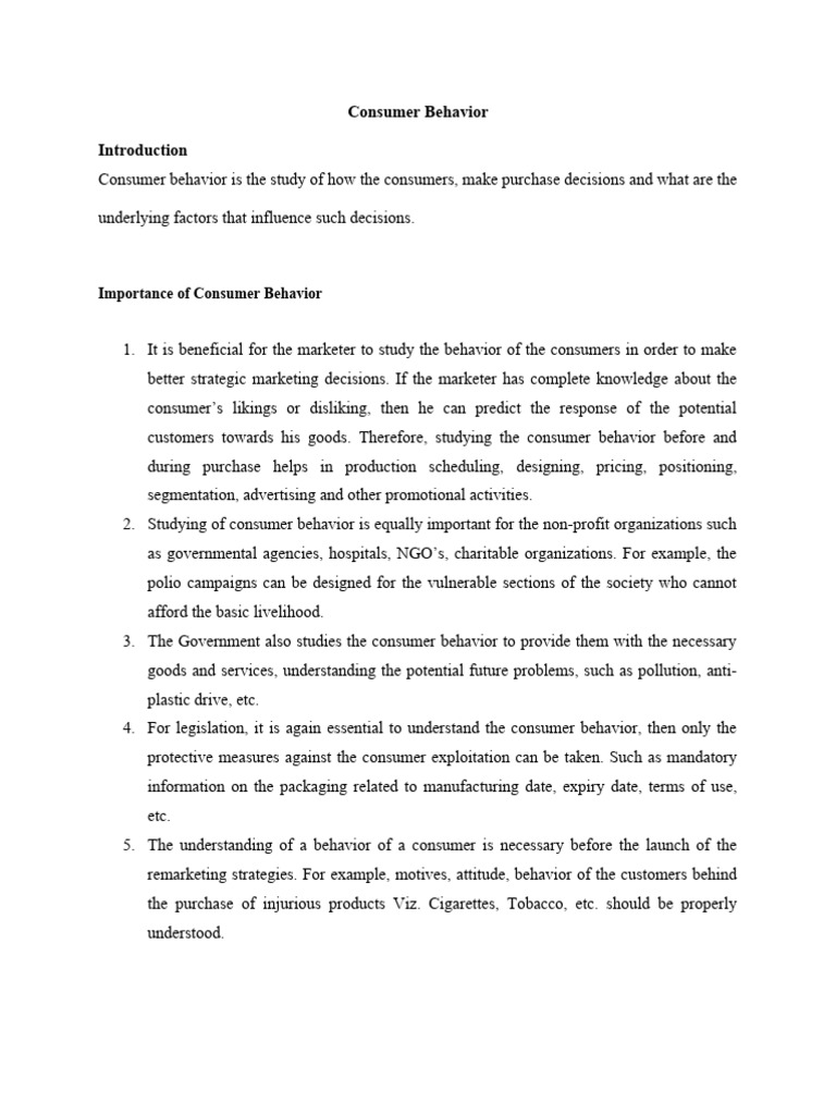 Consumer Behavior Pdf Utility Behavior