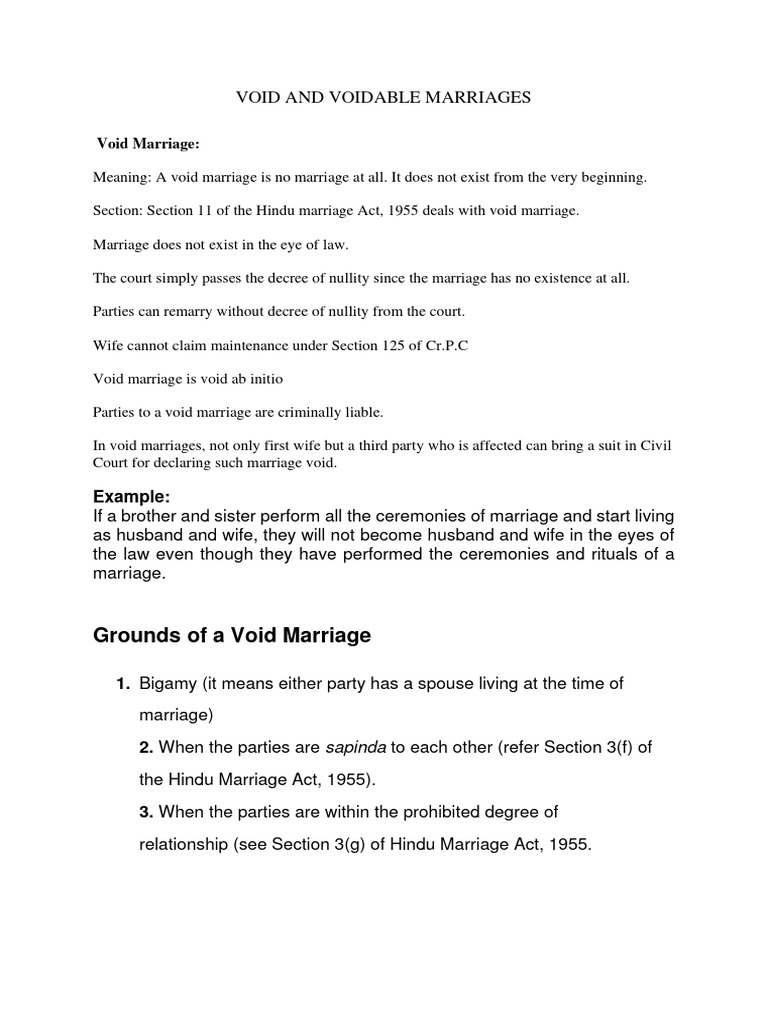 Void and Voidable Marriages | PDF | Annulment | Marriage