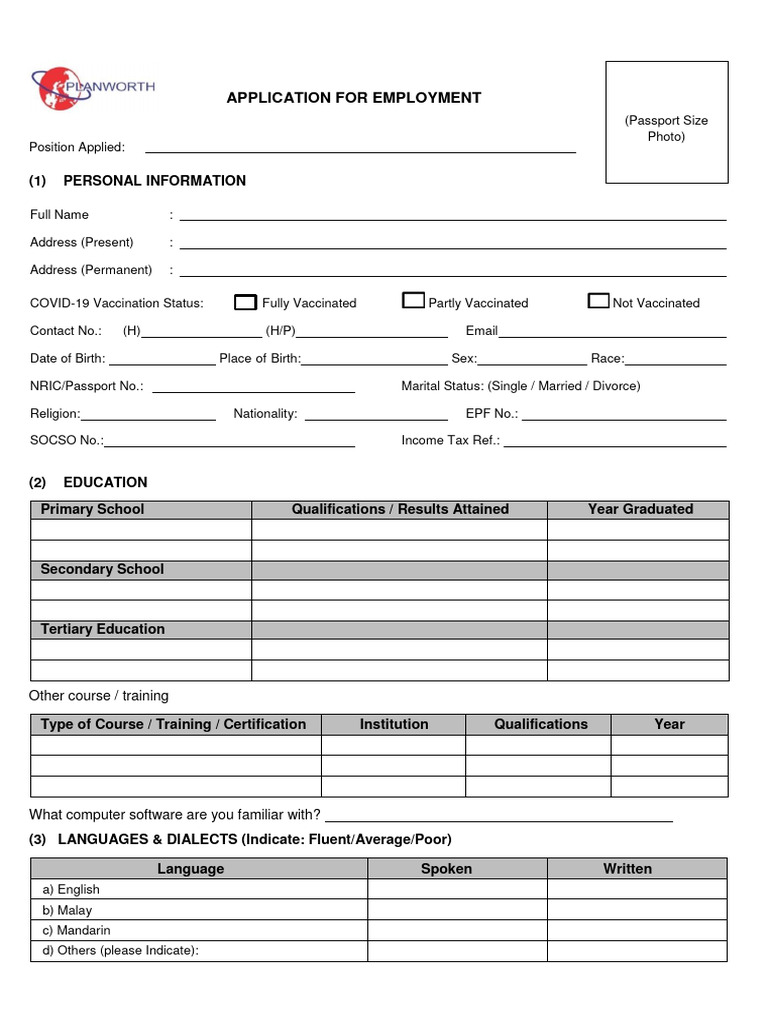 Planworth Application Form 2022 | PDF