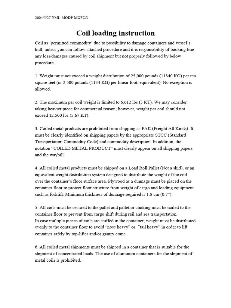 Coil Loading Instruction | PDF | Technology & Engineering
